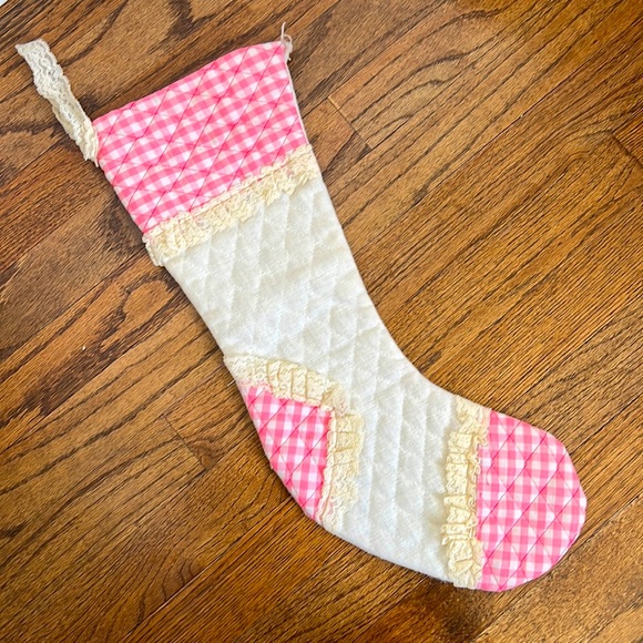 Hand Crafted | Holiday | Handmade Pink Gingham Lace Quilted Christmas ...